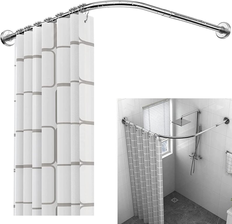 YOMYM Barra Cortina Ducha Extensible 304 Acero Inoxidable Forma L 90 ...