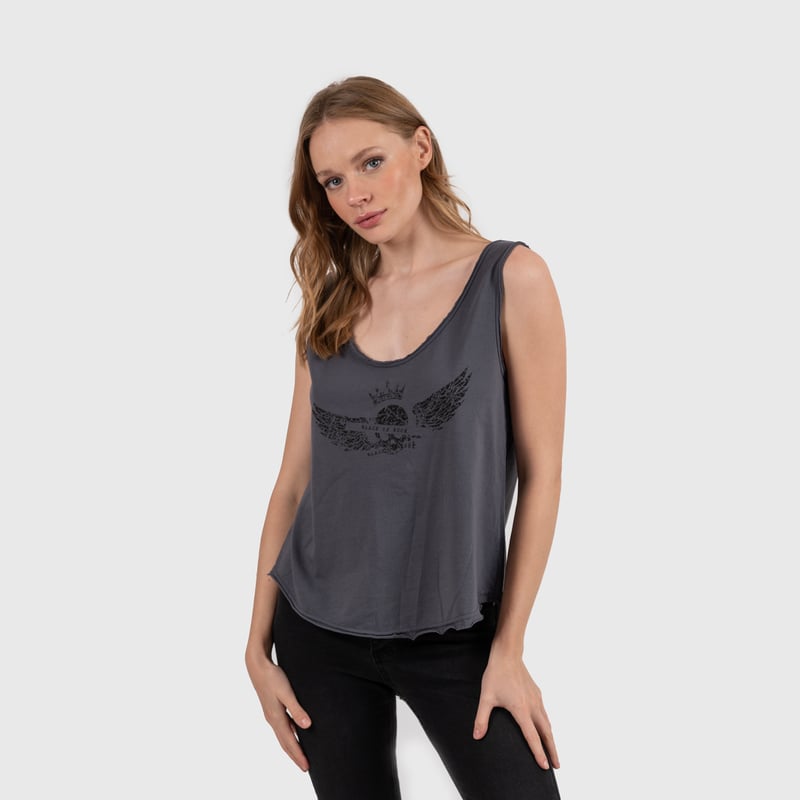 BUBBA Women Cotton Tank Tee Dark Grey Black Bubba | falabella.com