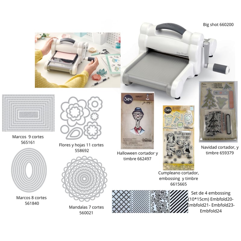 SIZZIX BIG SHOT DE SIZZIX TROQUELADORA MANUAL EN KIT COMPLETO ...