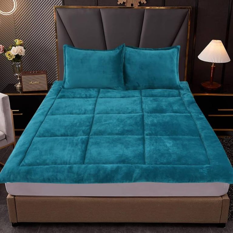 DIANA cubre colchón topper de invierno acolchado TURQUESA 1 plaza 100 x ...