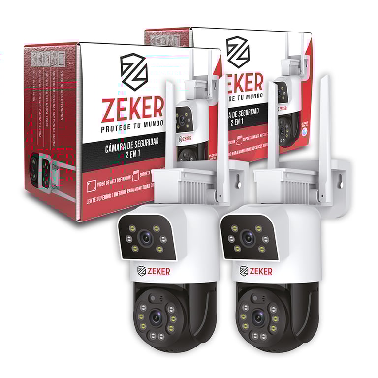 ZEKER Pack x2 Cámara De Seguridad 5G Zeker Doble 4MP Impermeable ...