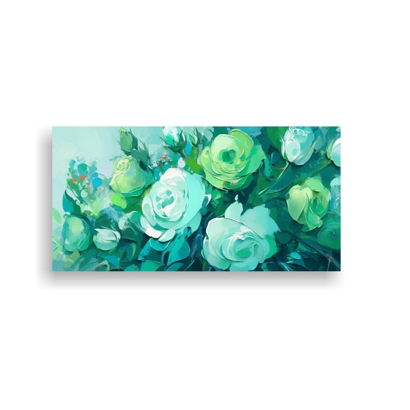 GENERICO Pintura En Lienzo De Flores En Colores Verde Y Cian Para Dec ...