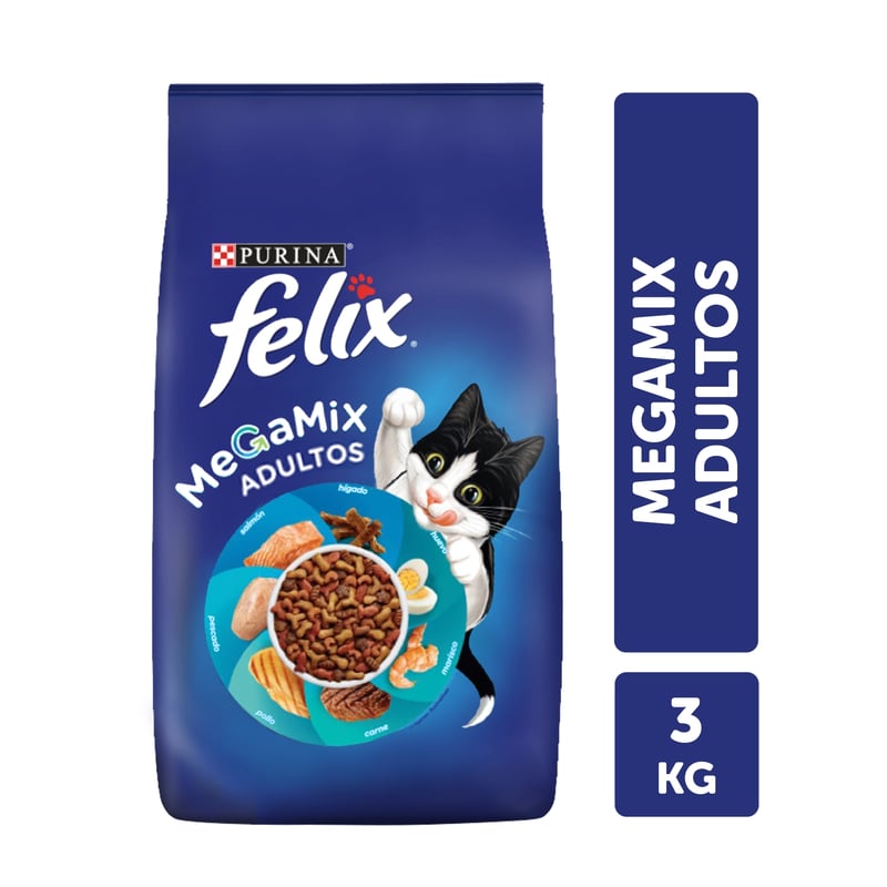 PURINA FELIX Alimento seco para gato FELIX® Megamix Adultos 8kg ...