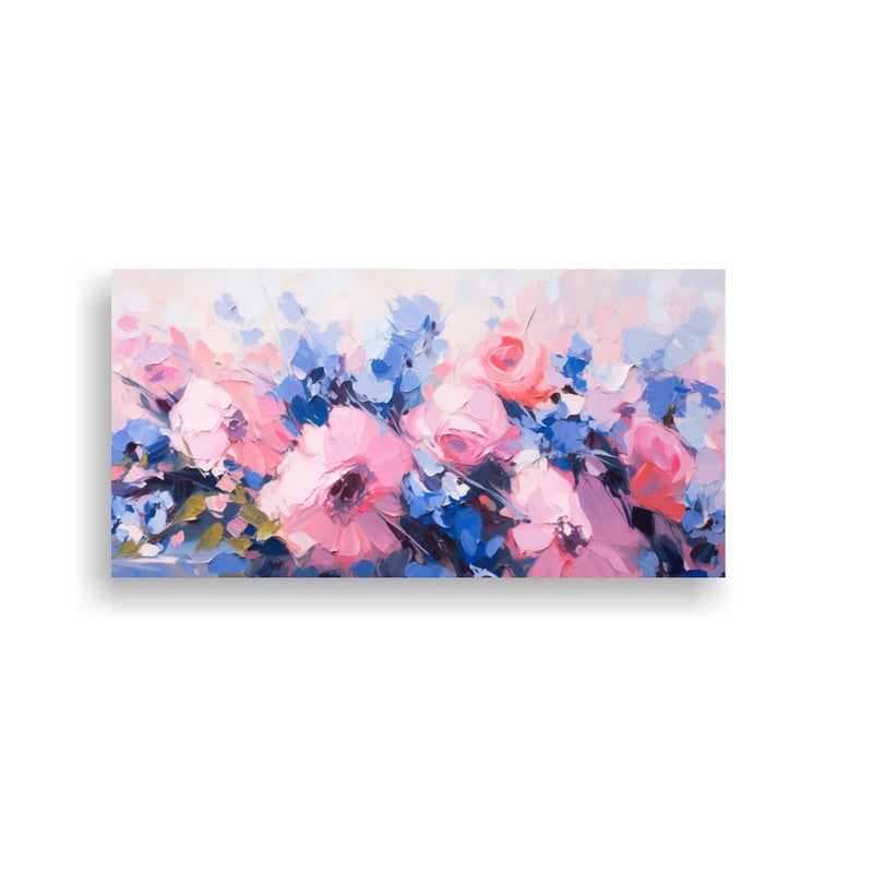 GENERICO Cuadro Movimiento Unica A Flores En Colores Rosa Y Azul En L ...