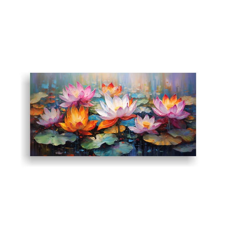 GENERICO Pintura En Lienzo De Loto Vibrante En Colores Cálidos Cuadr ...