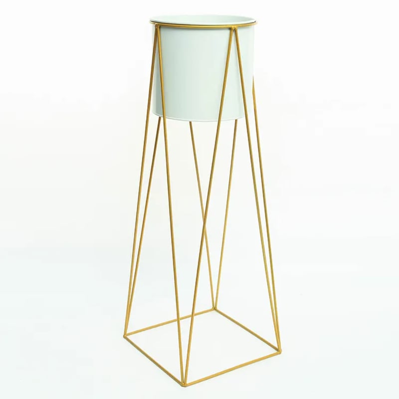 GENERICO Porta Macetero Pedestal Maceta Plantas Blanco Dorado ...