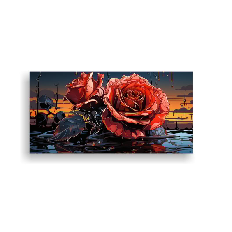 GENERICO Cuadro De Dibujo Rectangular A Melting Rose En Lienzo 140x70cm ...
