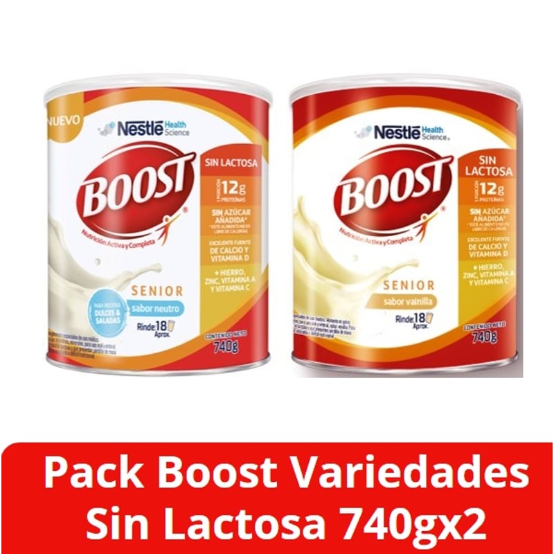 NESTLE Pack Alimento En Polvo Boost Variedades Sin Lactosa 740g x2 Tarros | falabella.com