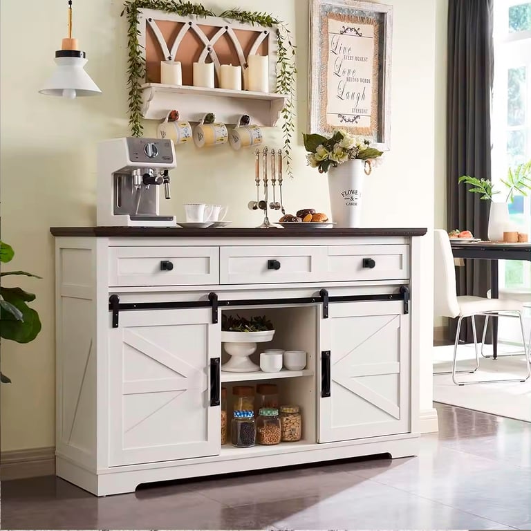 MUEBLE BUFFET APARADOR BLANCO PARA LIVING O COMEDOR PUERTAS CORREDERAS ...