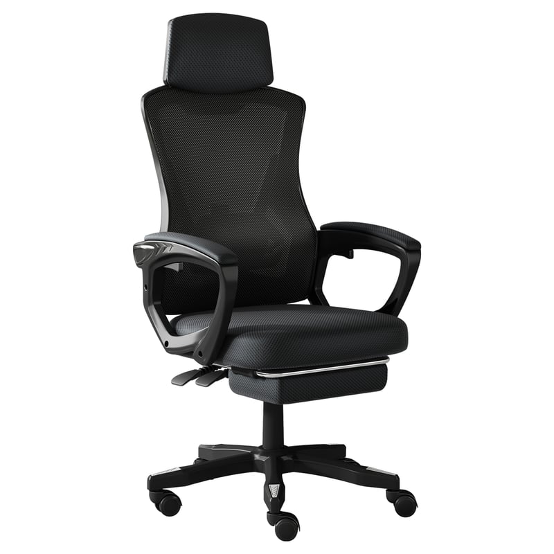VIDITA Silla De Oficina Gamer Reclinable Malla Con Reposapiés Negro ...