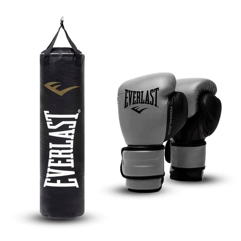 EVERLAST Kit Saco de Boxeo y Guante Everlast Powerlock Gris 16Oz ...
