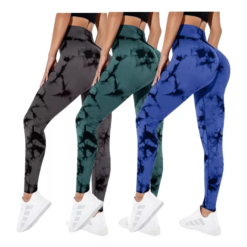 EVERSO Pack 3 Calzas Leggings Mujer Push Up Deportivos Tie Dye Cintura ...