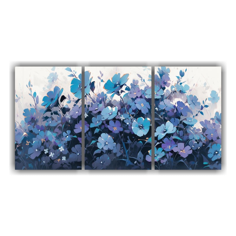 GENERICO Cuadros Decorativos Morado Y Turquesa Con Flores En Tela ...