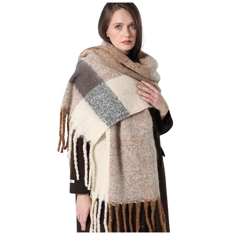 GENERICO Maxi bufanda de lana tipo alpaca abrigo de invierno ...