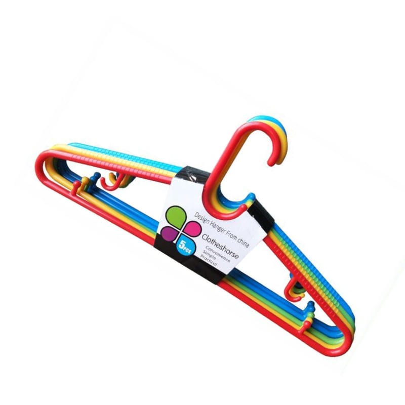 GENERICO Pack 5 Colgadores Perchero de Ropa Plastico Multicolor 46cm ...