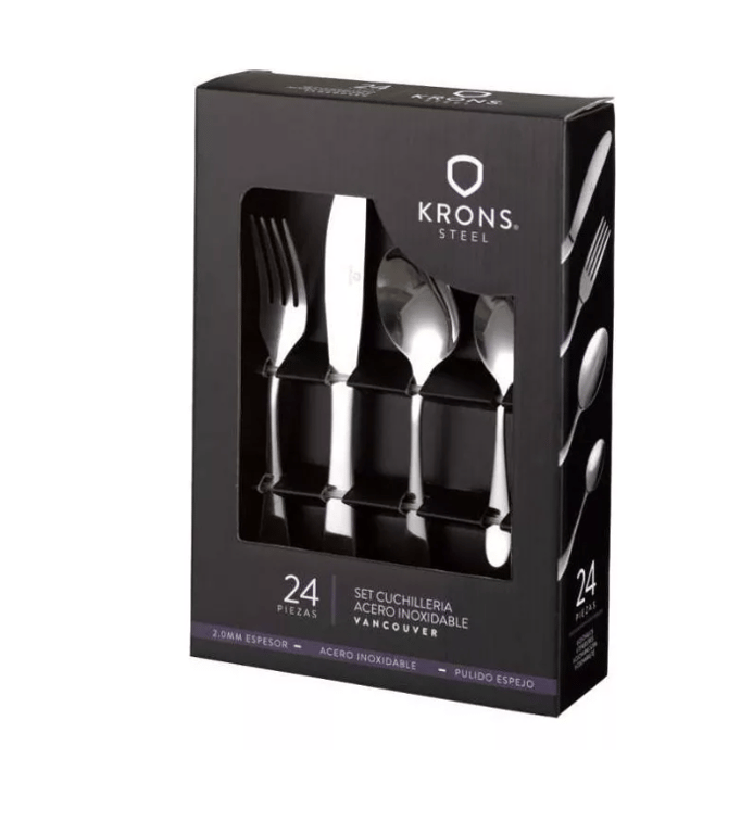 KRONS Set Cubiertos 24 Piezas Vancouver Krons Color Plateado ...
