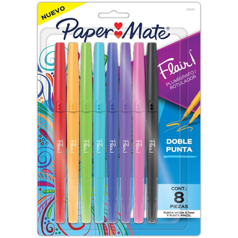 PAPER MATE Set 8 Marcadores Flair Doble Punta Paper Mate Surtidos ...