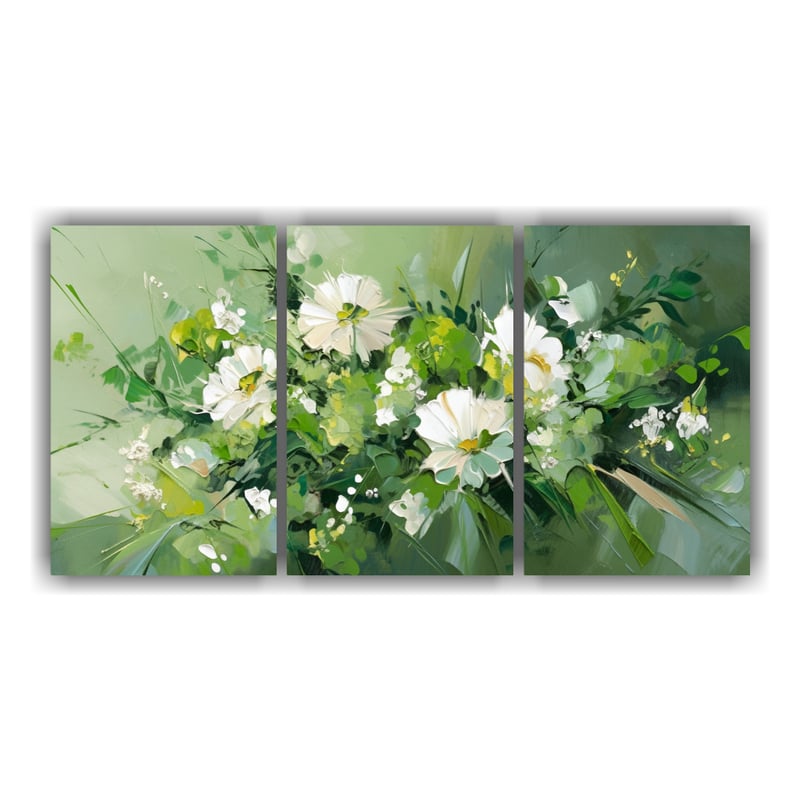 GENERICO Pintura Mural Con Flores Verdes En Lienzo En El Estilo De Tr 180x90cm | falabella.com