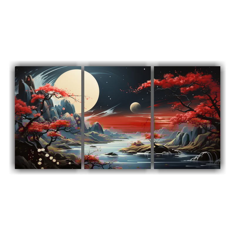 GENERICO Set 3 Composiciones Tonos Originalidad: Pintura Con Luna Cer ...