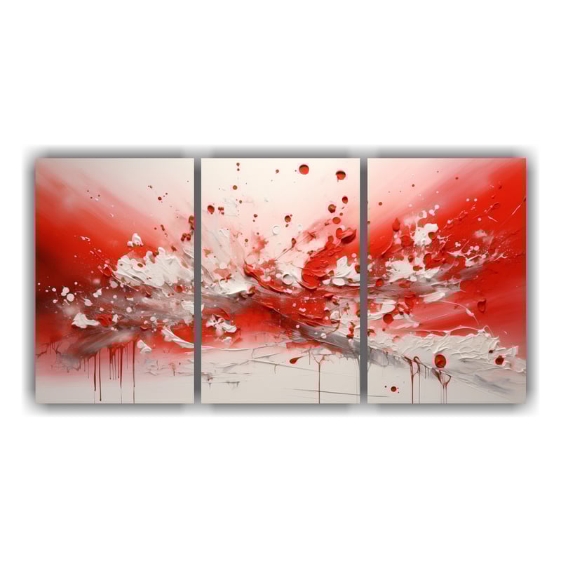 GENERICO Tríptico De Decoración En Rojo Y Plata En El Estilo De Pin ...