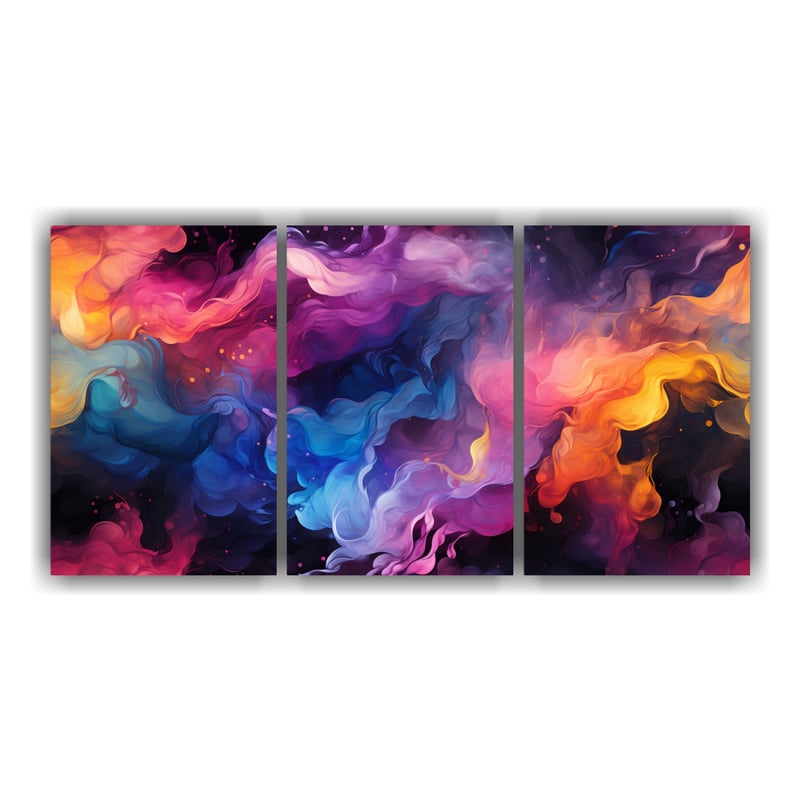 GENERICO Set 3 Cuadros Abstractos Coloridos Detallados Líquido Tie D ...