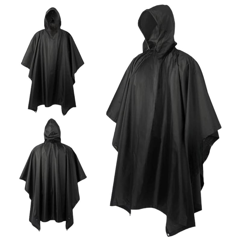 GENERICO Poncho Capa Impermeable Grueso Con Capucha Para Lluvia Negro ...
