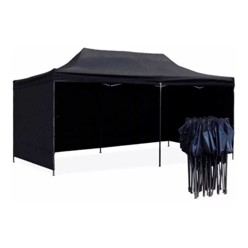 GENERICO Toldo Plegable con Paredes Impermeables 3x6mts Negro UV ...