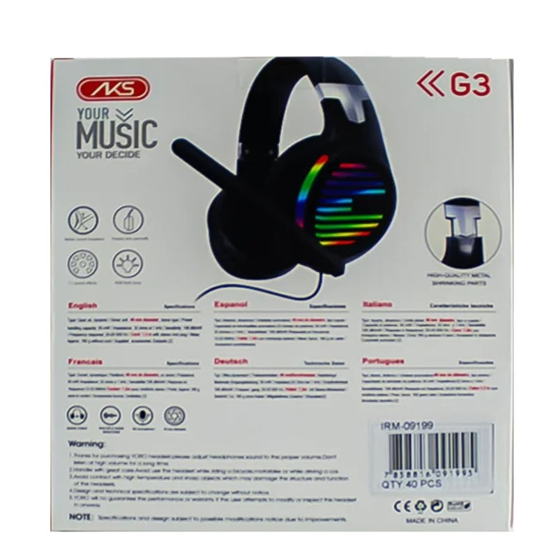INVENCIBLE AUDÍFONOS GAMER RGB HEADSET G3 NA04 | falabella.com