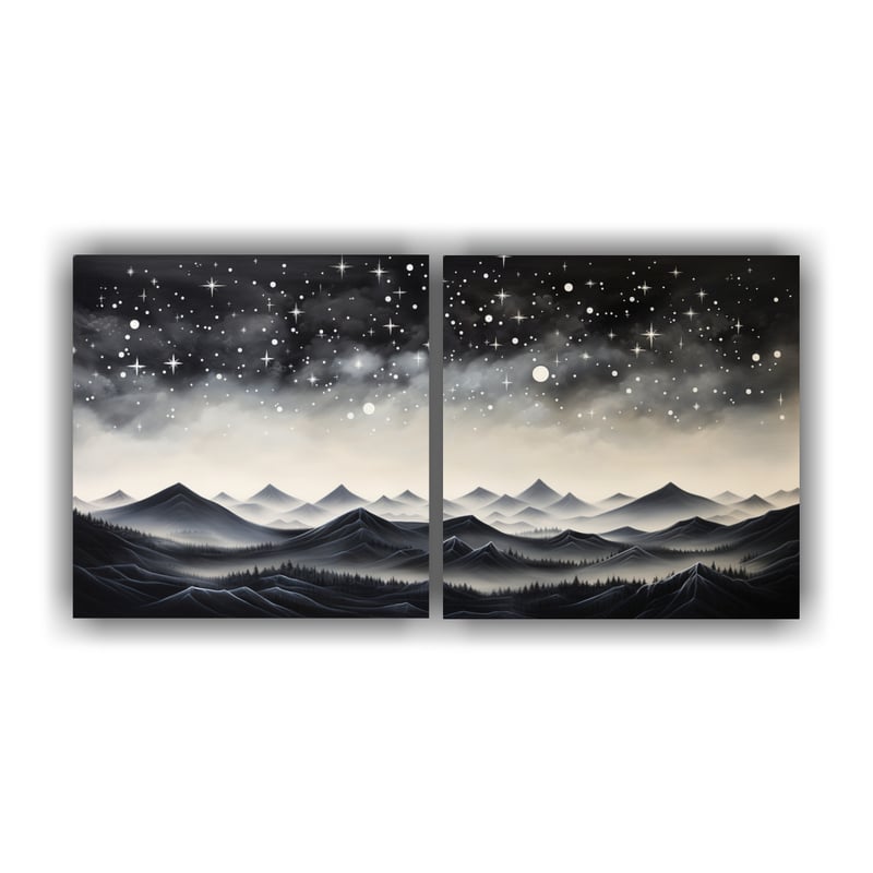 GENERICO Cuadro Abstracto Rectangular De Paisaje Montañoso Con Estil ...