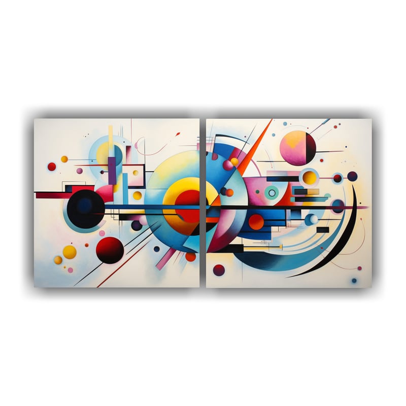 GENERICO Pinturas Decorativas Estilo Kandinsky Dos Cuadros Tela Subli ...