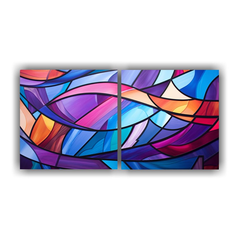 GENERICO Cuadro Abstracto Estilo Vitral En Composición Rectangular ...