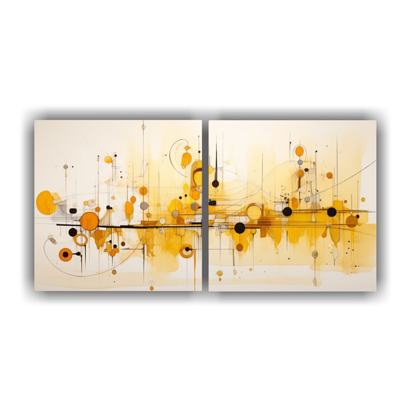 GENERICO Cuadros Abstractos Modernos En Tonos Amarillos 60x30cm ...