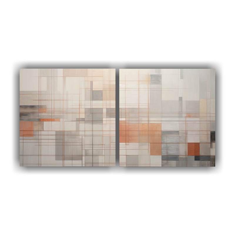 GENERICO Conjunto 2 Lienzos Cuadro Pop Art Líneas Como Cuadrícula G ...
