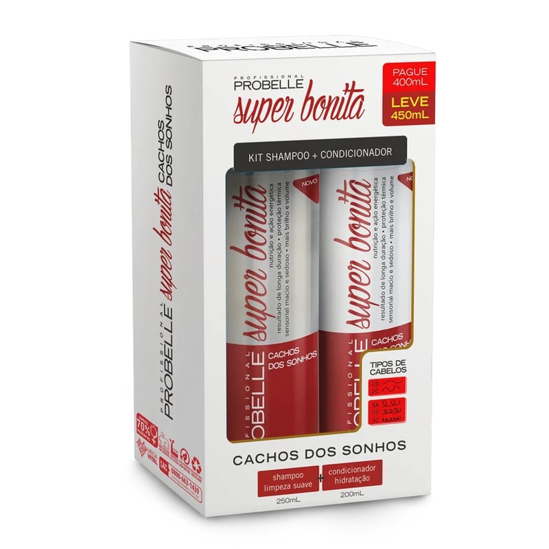 PROBELLE KIT SHAMPOO Y ACONDICIONADOR 450ML RIZOS DE ENSUEÑO PROBELLE ...