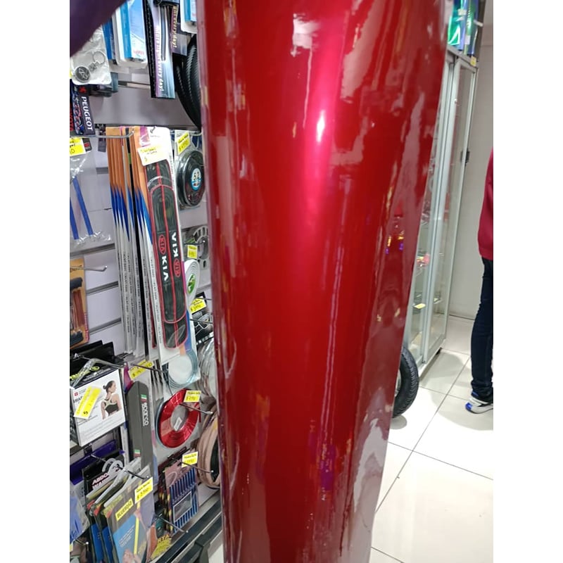 GENERICO Papel vinilo adhesivo decorativo wrapping auto rojo metalico ...