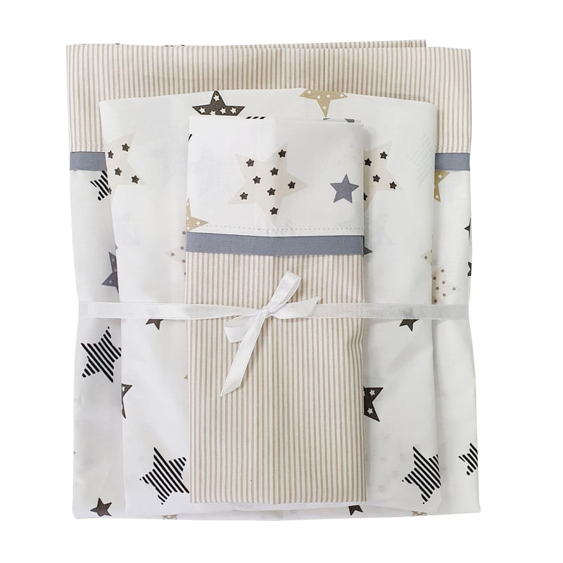 GENERICO Set de Sábanas para Colecho 3 Piezas Diseño Estrellas Beige | falabella.com