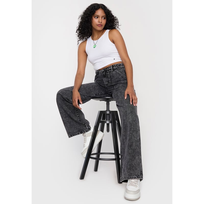 CORONA Jeans Mujer Wide Leg Carpintero Gris Oscuro Corona | falabella.com