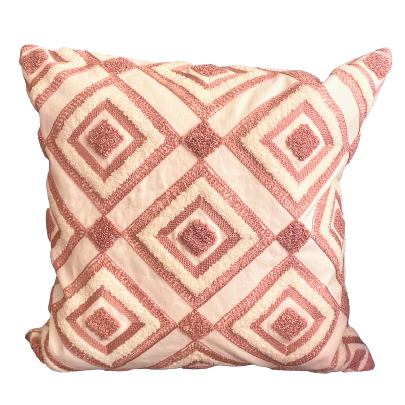 Funda de cojín cuadrada modelo rombo rosado | Sodimac - Falabella