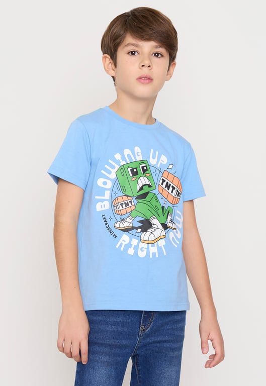 CORONA Polera Niño Kids MC Minecraft Celeste Corona | falabella.com