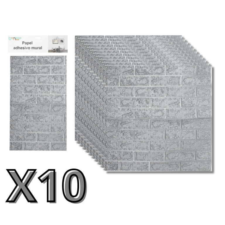 GENERICO Pack 10 Laminas Adhesivas 3d Ladrillo 70x77 Papel Mural ...
