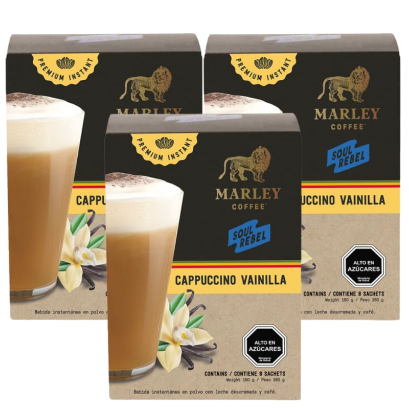 MARLEY COFFEE Café Instantaneo Marley Coffee Cappucino Vainilla X3 ...