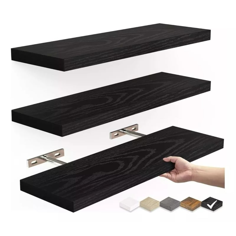 GENERICO Repisas Flotantes De Madera Mdf Premium Kit X3 Negro ...