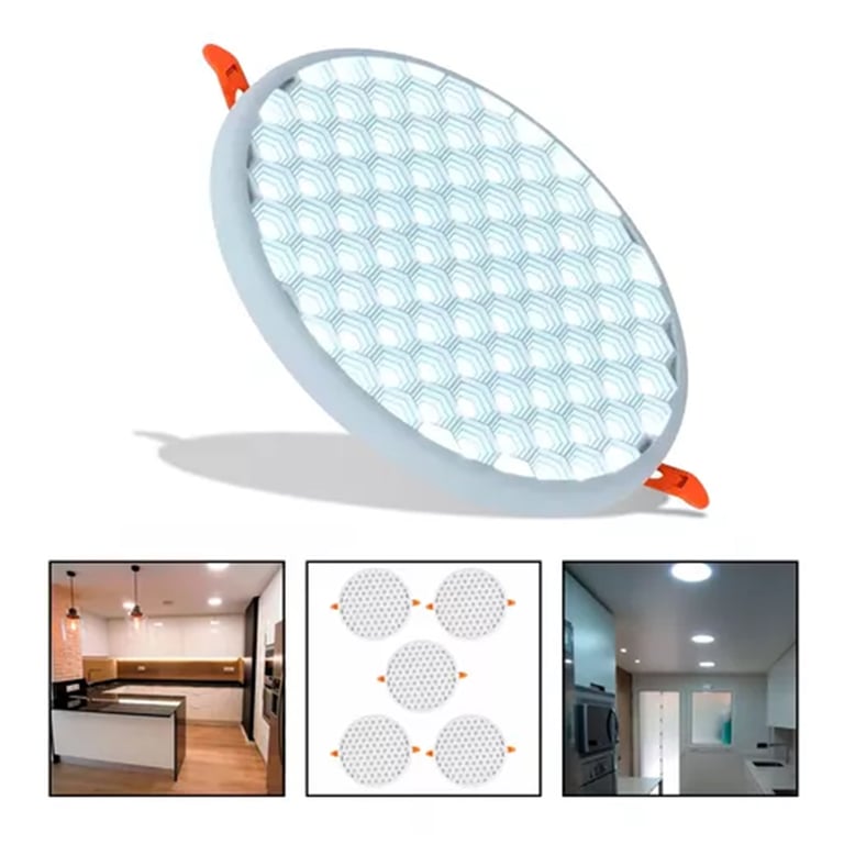 GENERICO Pack 5 Foco Led Embutido Redondo Panel Luz Fría Abeja 24w ...