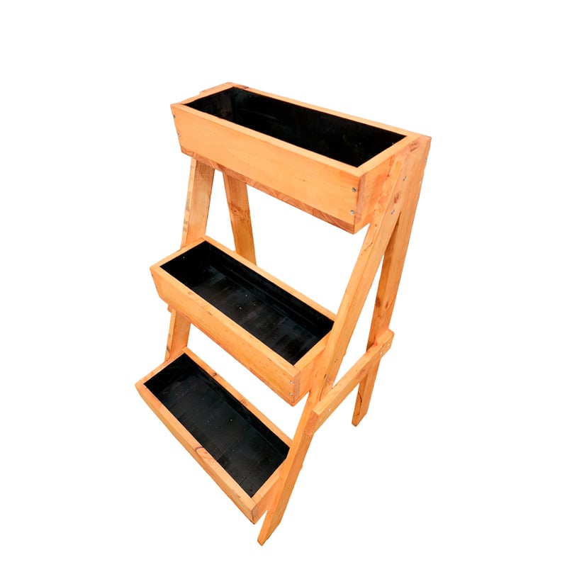 GENERICO Jardinera o macetero en madera 3 niveles color Alerce 96x50x55 ...