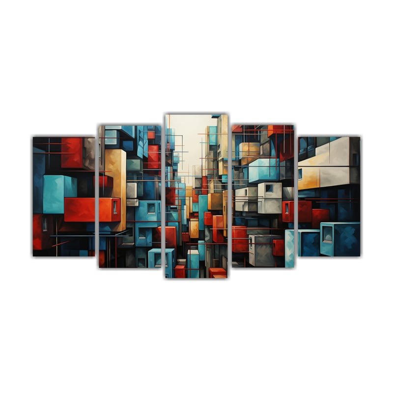 GENERICO Cuadros Abstractos De Edificios En Bastidor: Equilibrio Espe 100x50cm | falabella.com