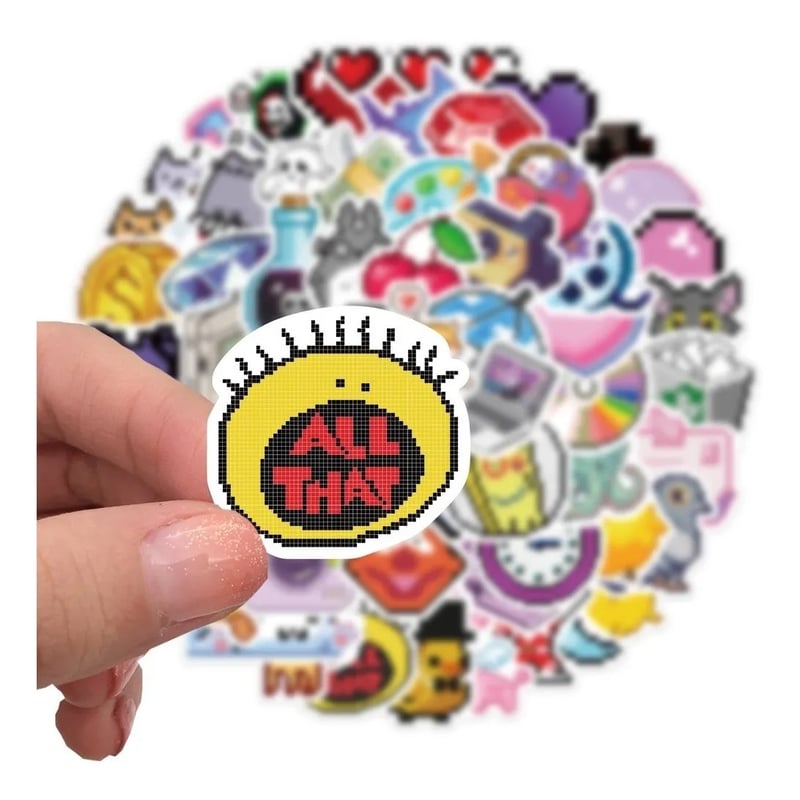 GENERICO 50 Stickers 8 Bits Estilo Pixel - Etiquetas Autoadhesivas ...