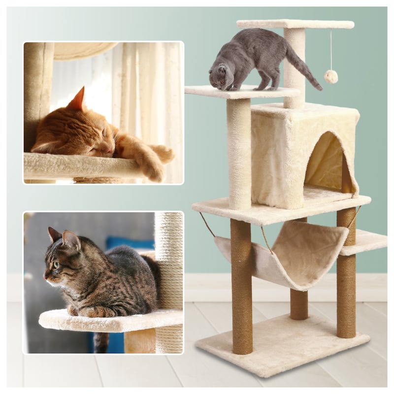 INSPIRACCI Torre Rascador Para Gatos Casa-Hamaca 113cm Beige ...