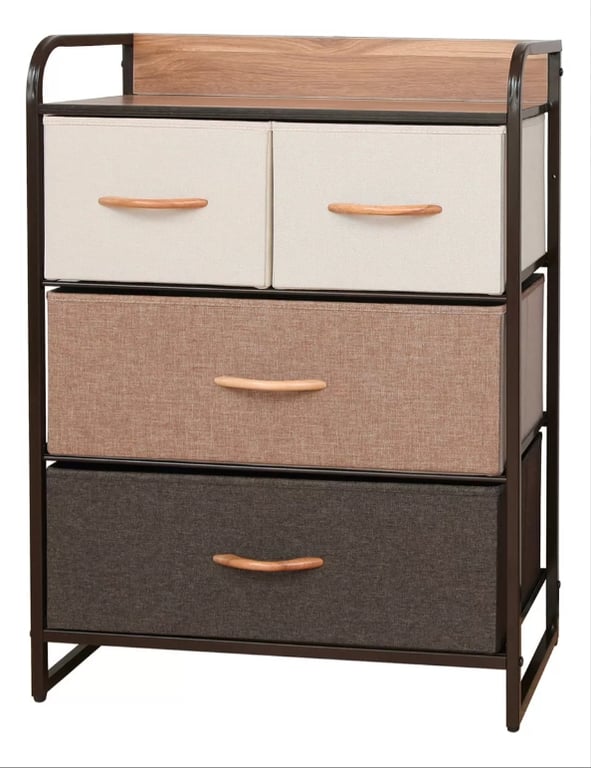 U BUY Cajonera Organizador Comoda 4 Cajones Metal Madera Tela ...