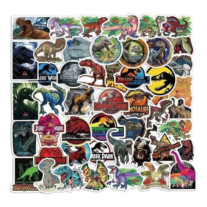 GENERICO 50 Stickers de Jurassic Park - Etiquetas Autoadhesivas ...