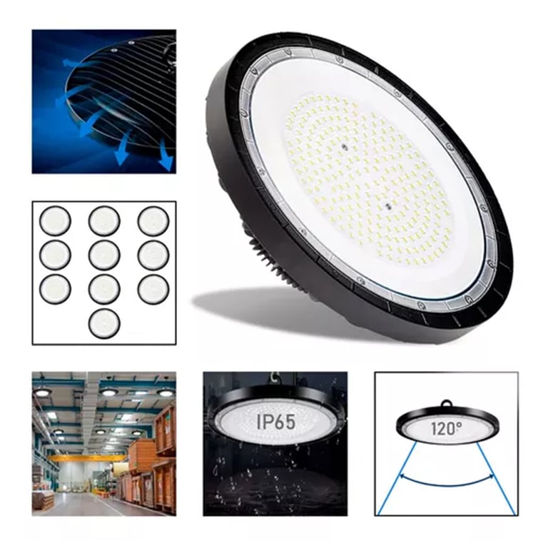 GENERICO Pack 10 Foco Plafón Led 150w Ip65 Industrial 6500k Luz Fría ...